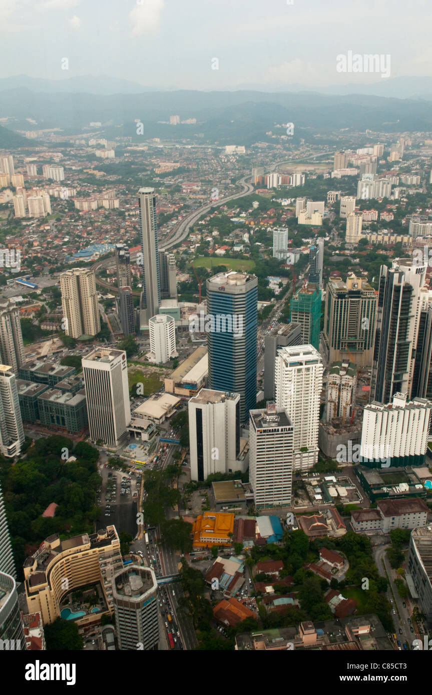 view of Kuala Lumpur, Malaysia, seen from the top of the Petronas ...
