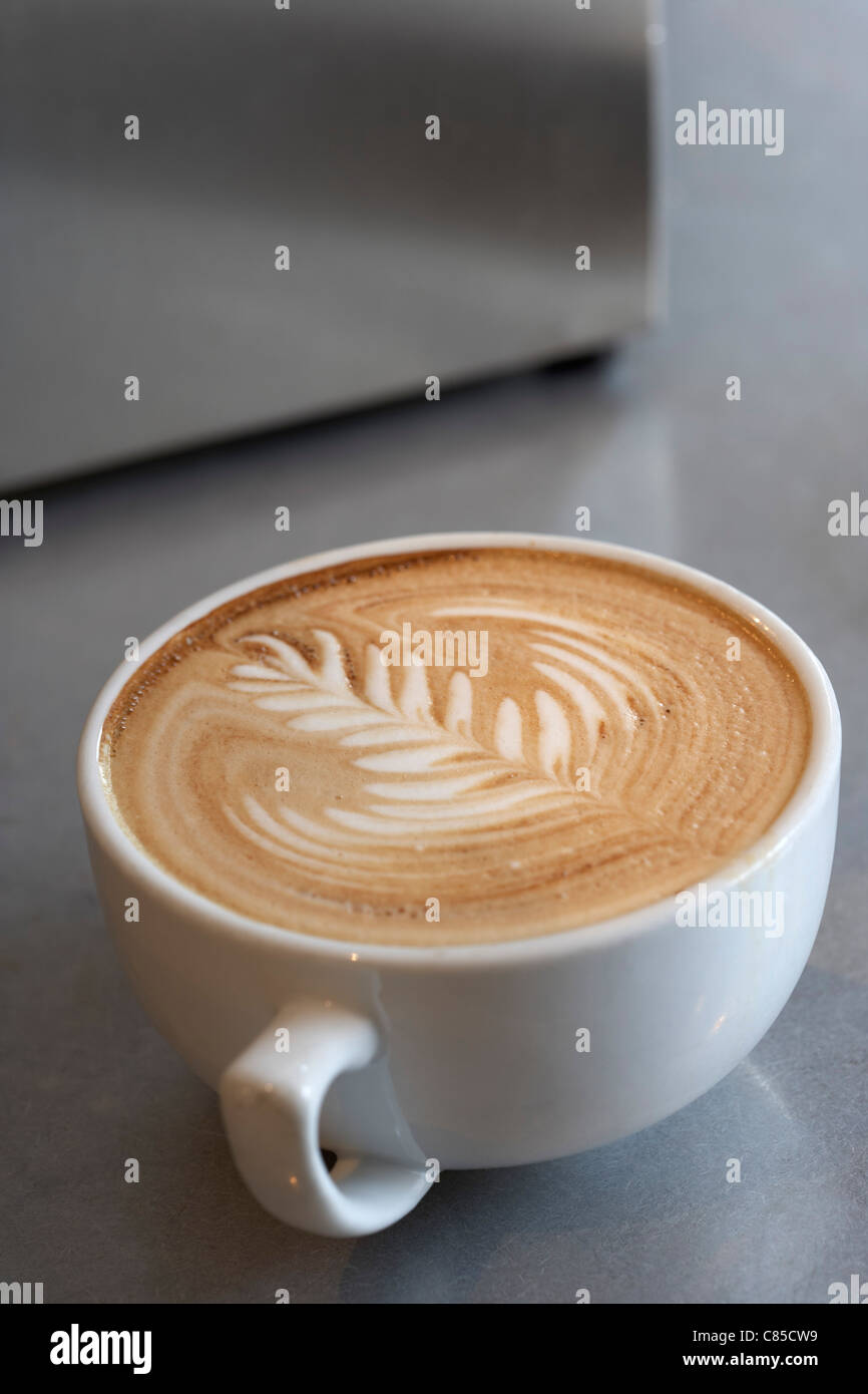 Latte with Designs in Foam Stock Photo - Alamy