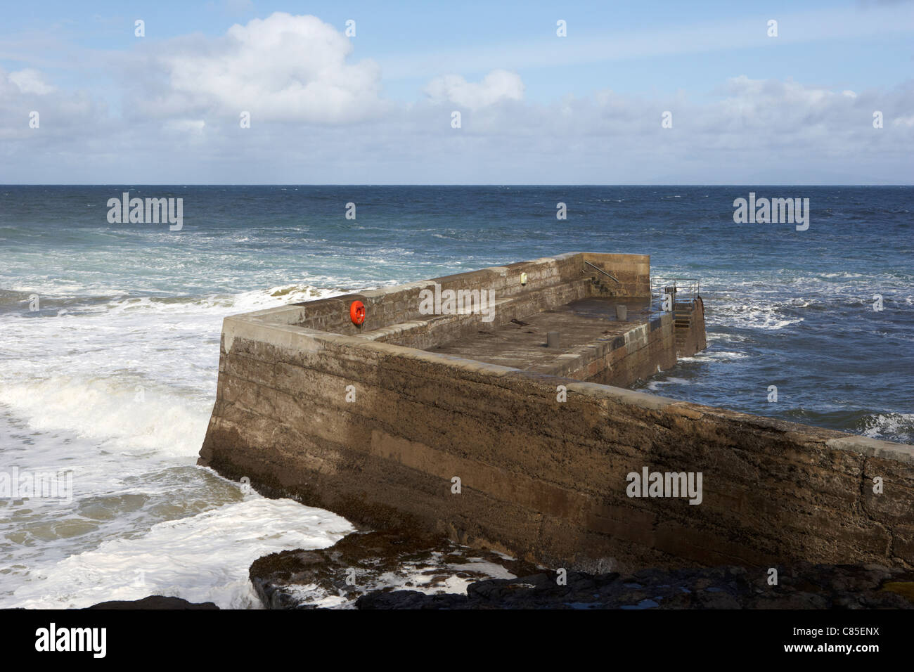 easkey pier and breakwater in stormy rough seas county sligo republic ...