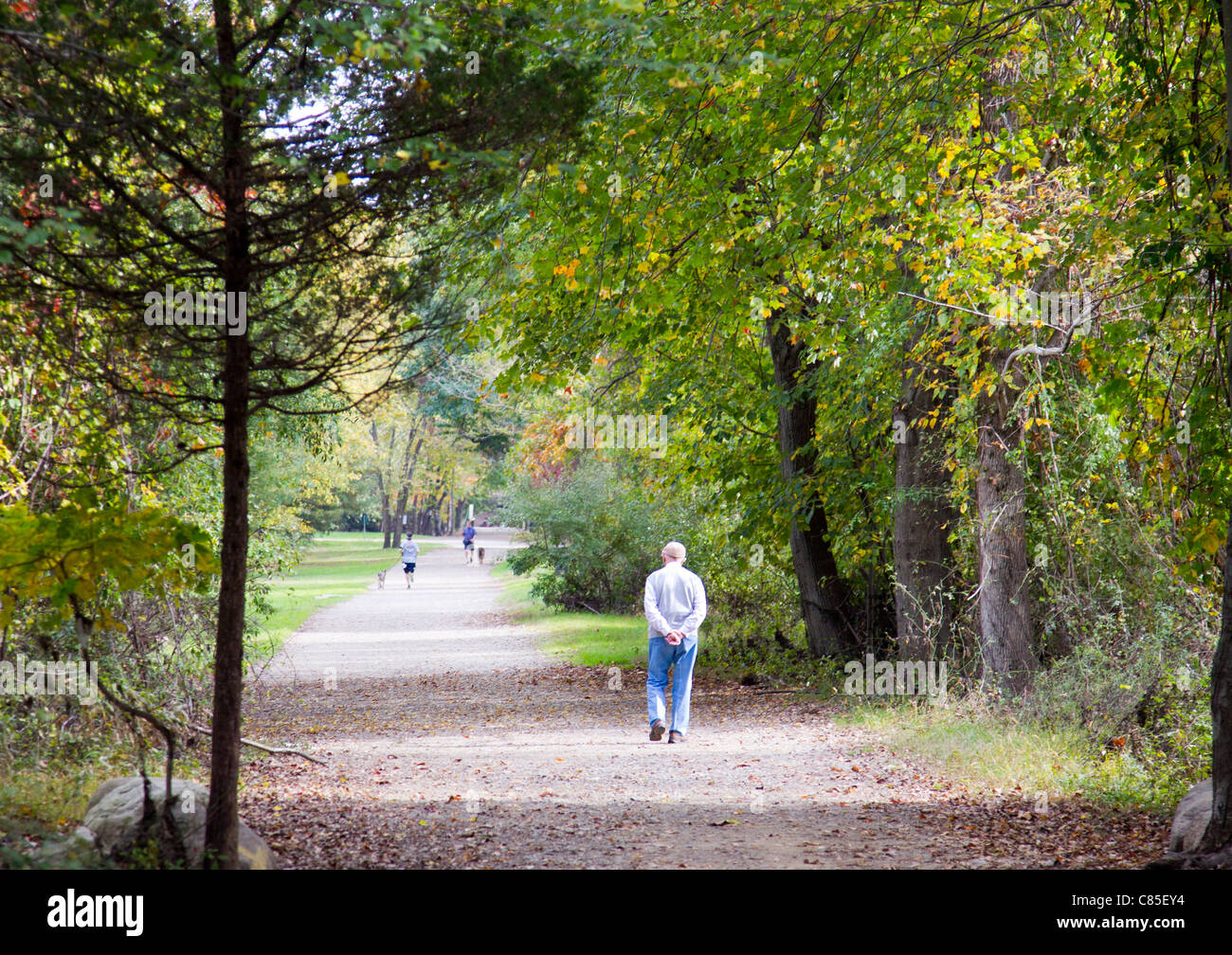 An elderly man walking on a path Stock Photo - Alamy