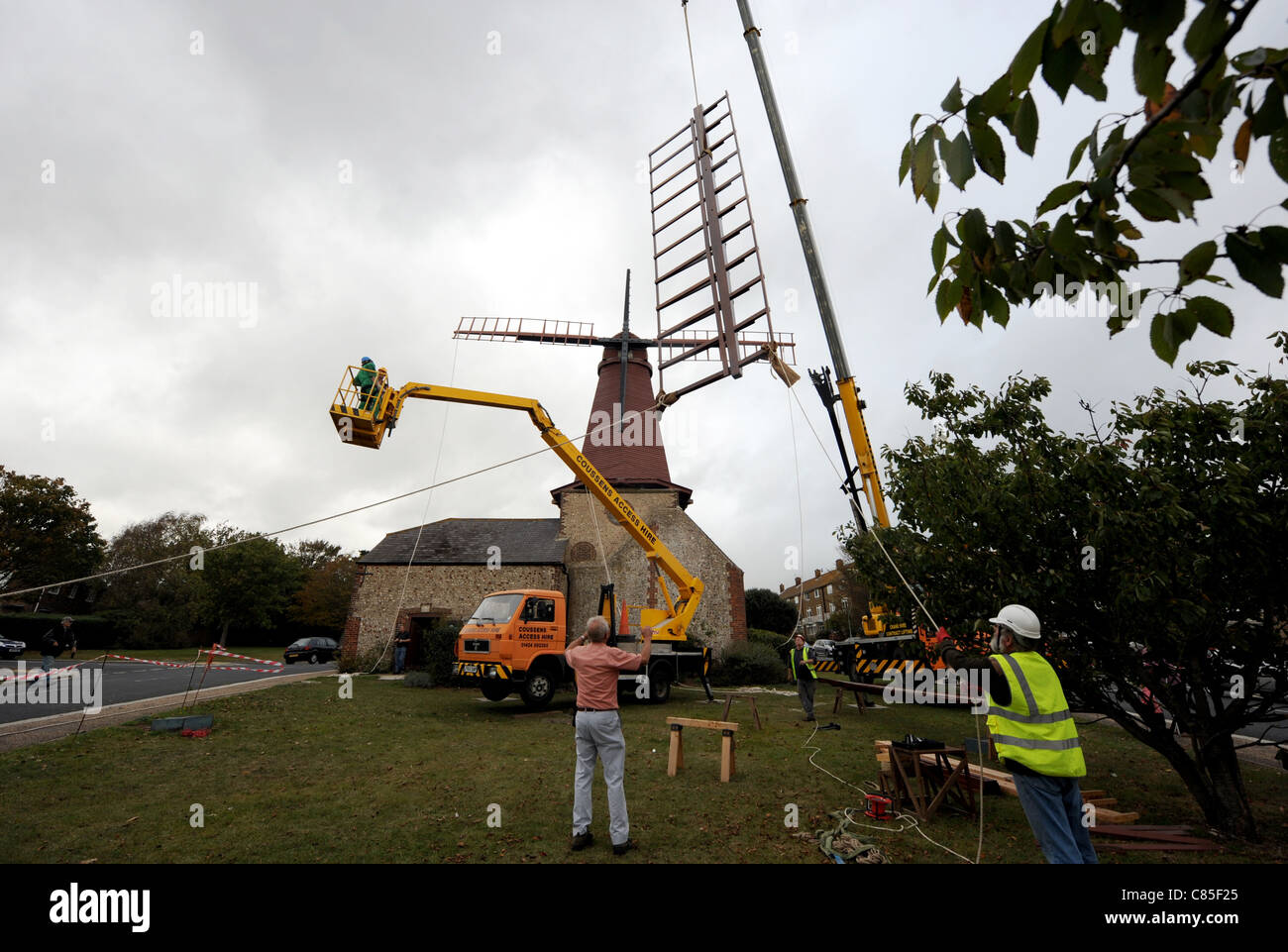 West Blatchington windmill in Hove getting its new sails today as ...