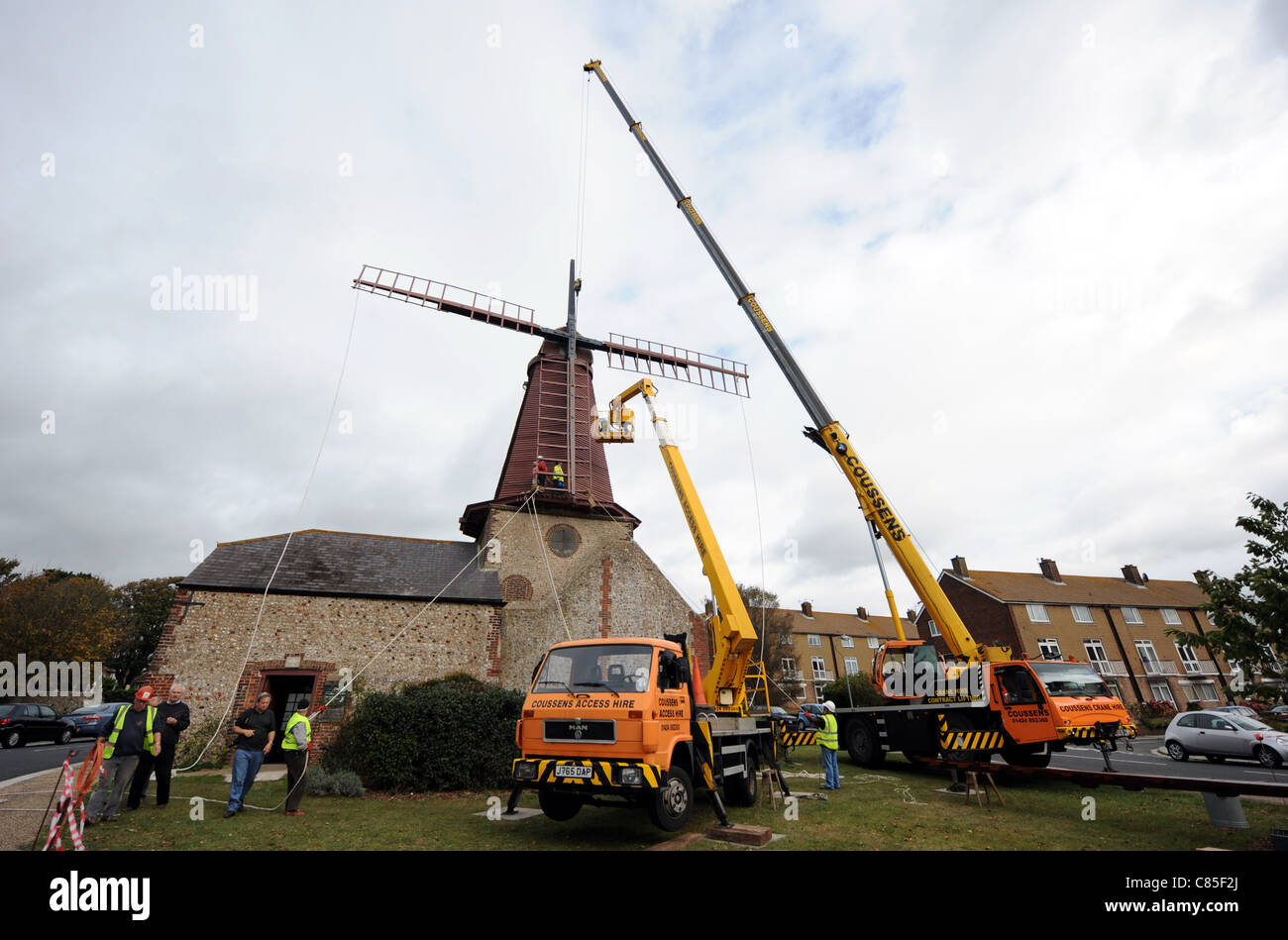 West Blatchington windmill in Hove getting its new sails today as ...