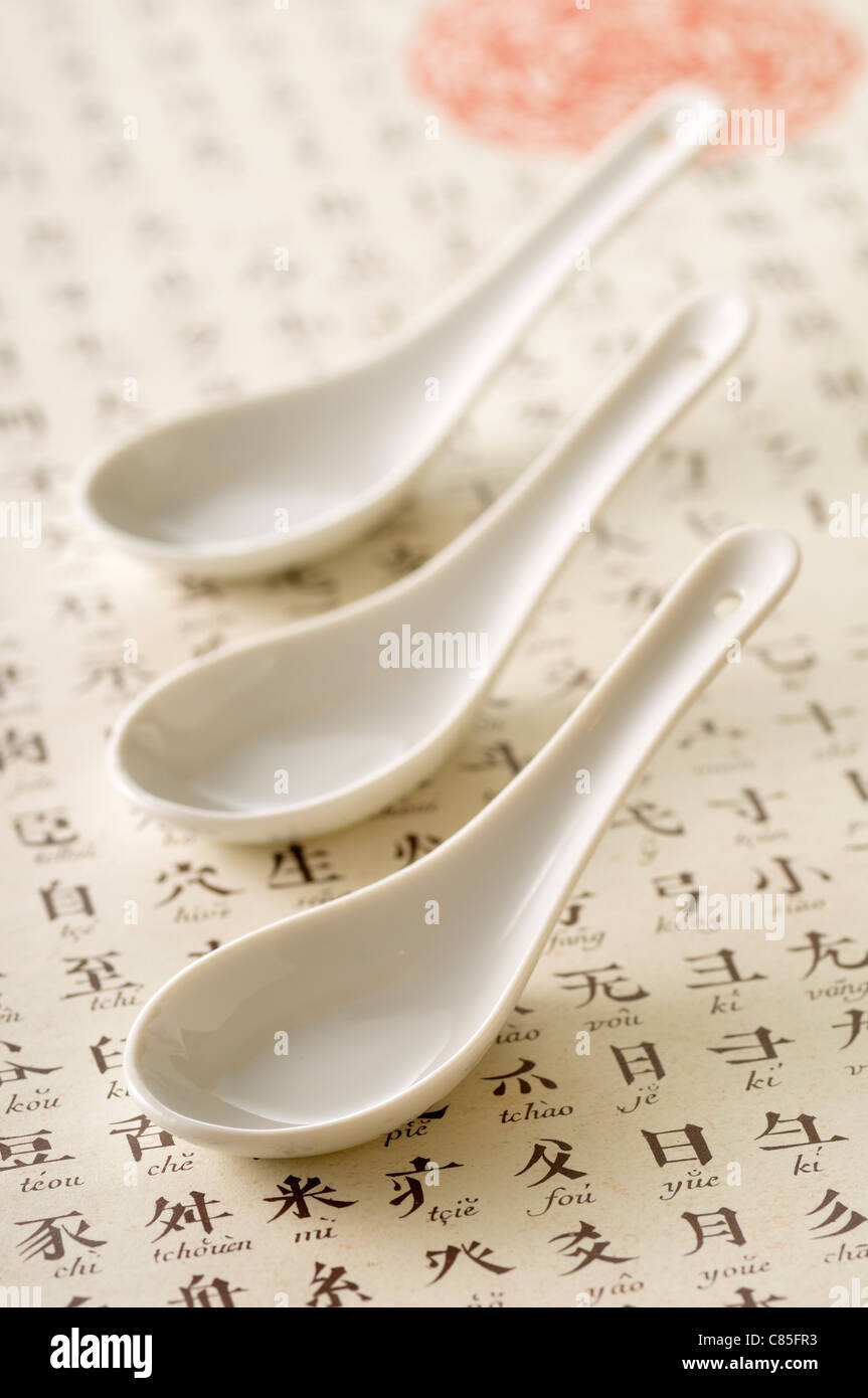 Chinese Spoons with Chinese Characters Stock Photo - Alamy