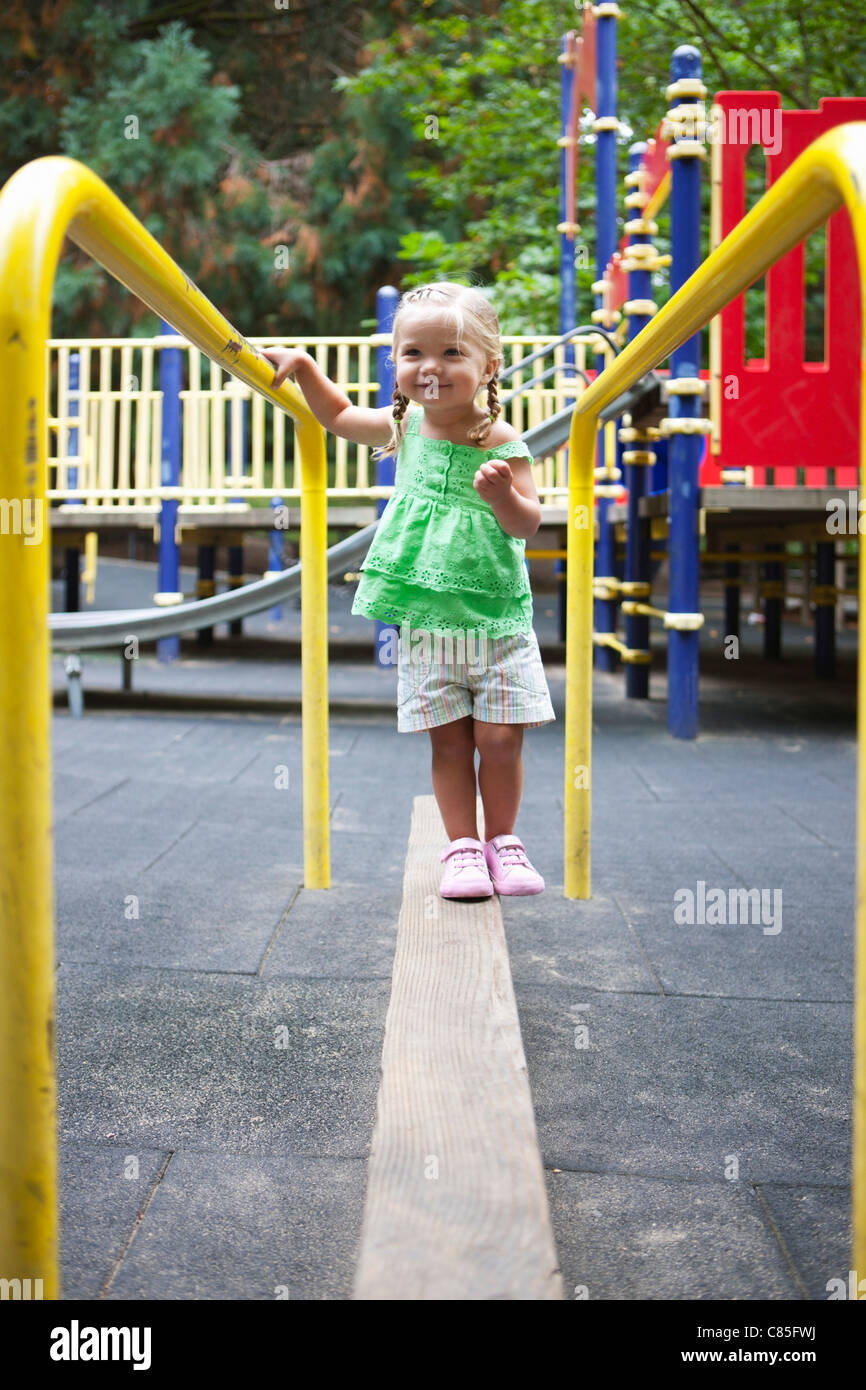 Girl Playing in Washington Park Playground, Portland, Oregon, USA Stock ...