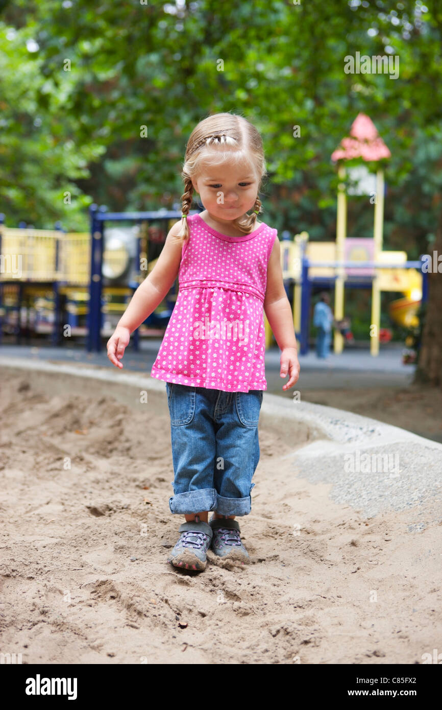 Girl Playing in Sandbox, Washington Park Playground, Portland, Oregon ...