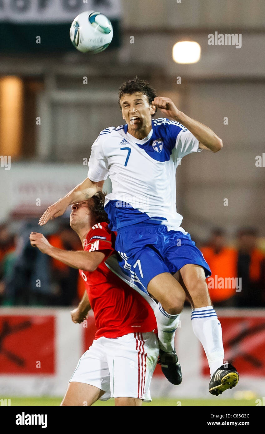 Duel of Hungarian Imre Szabics (L) and Finnish Roman Eremenko during ...