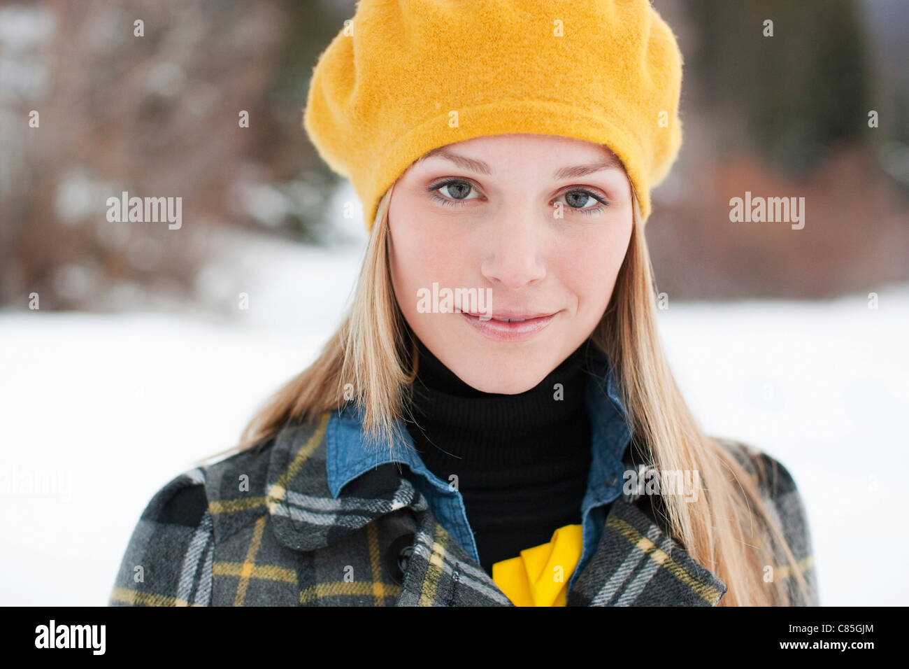 Woman in Wearing Yellow Beret, Frisco, Summit County, Colorado, USA ...