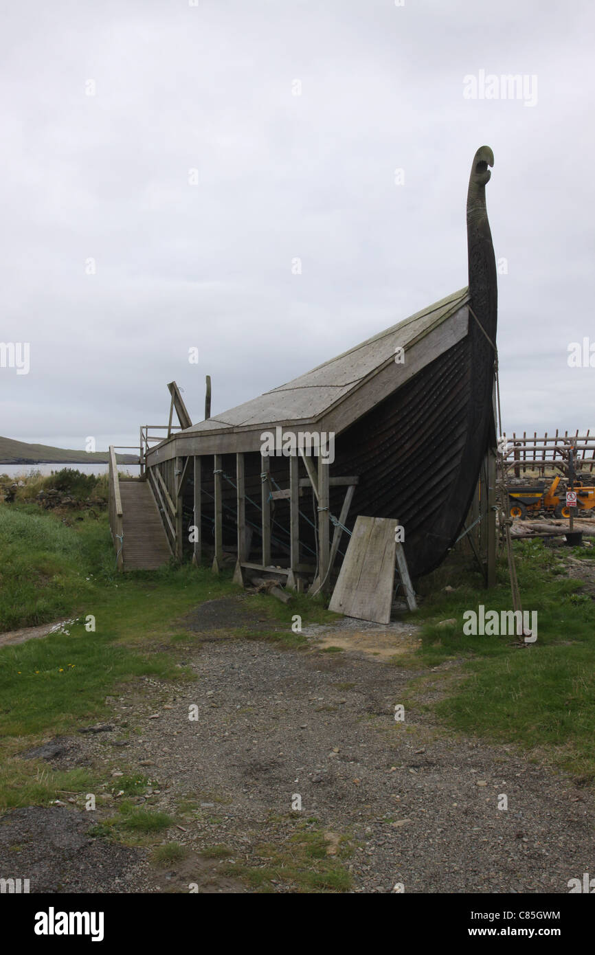 Reconstructed Viking long boat Haroldswick Unst Shetland Islands ...