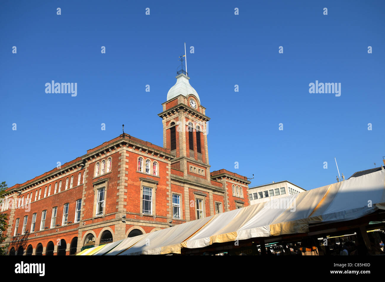 Chesterfield Town Hall and Market Stalls Derbyshire England Stock Photo ...