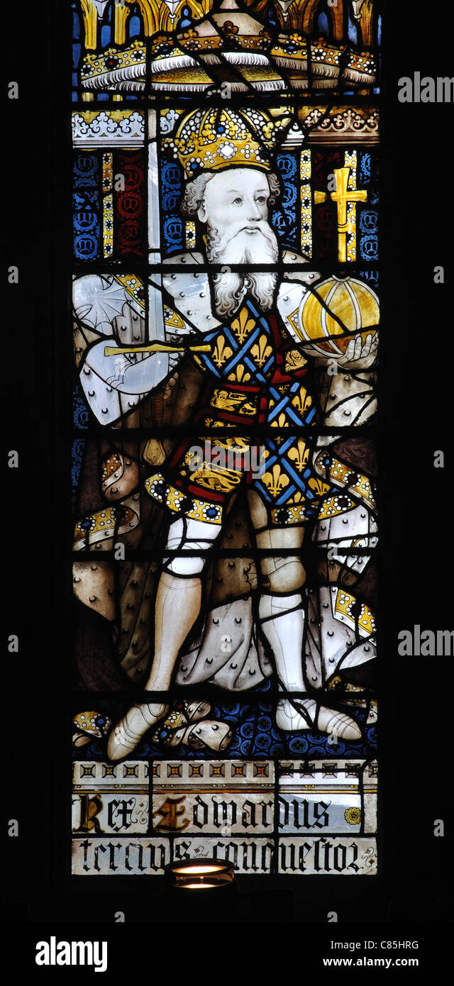 King Edward III stained glass, St. Mary`s Guildhall, Coventry, West ...