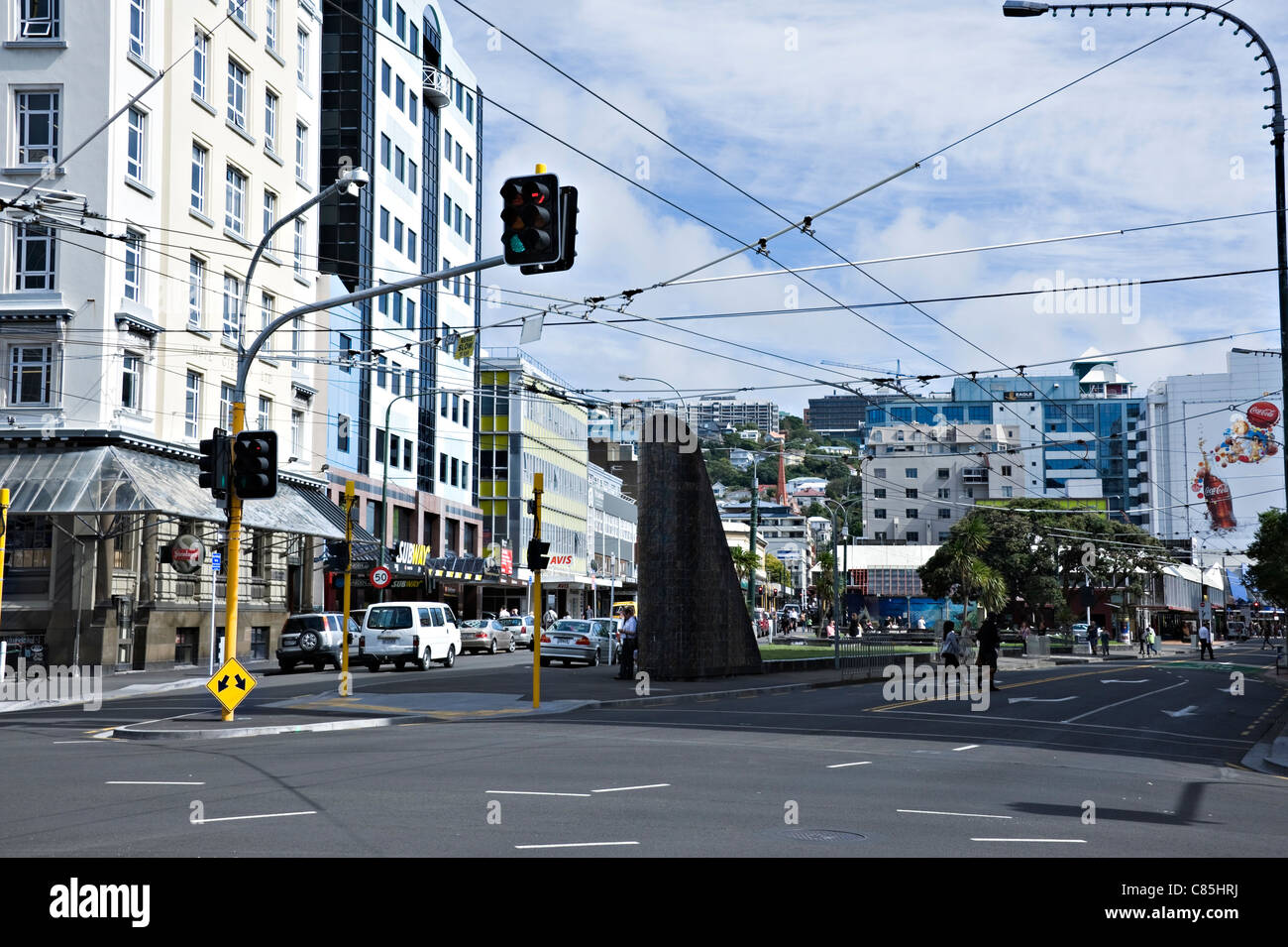 Dixon and the Corner of Taranaki Streets in the Busy Shopping Area of ...