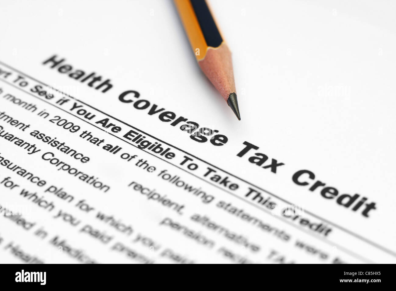 Health tax credit form Stock Photo - Alamy