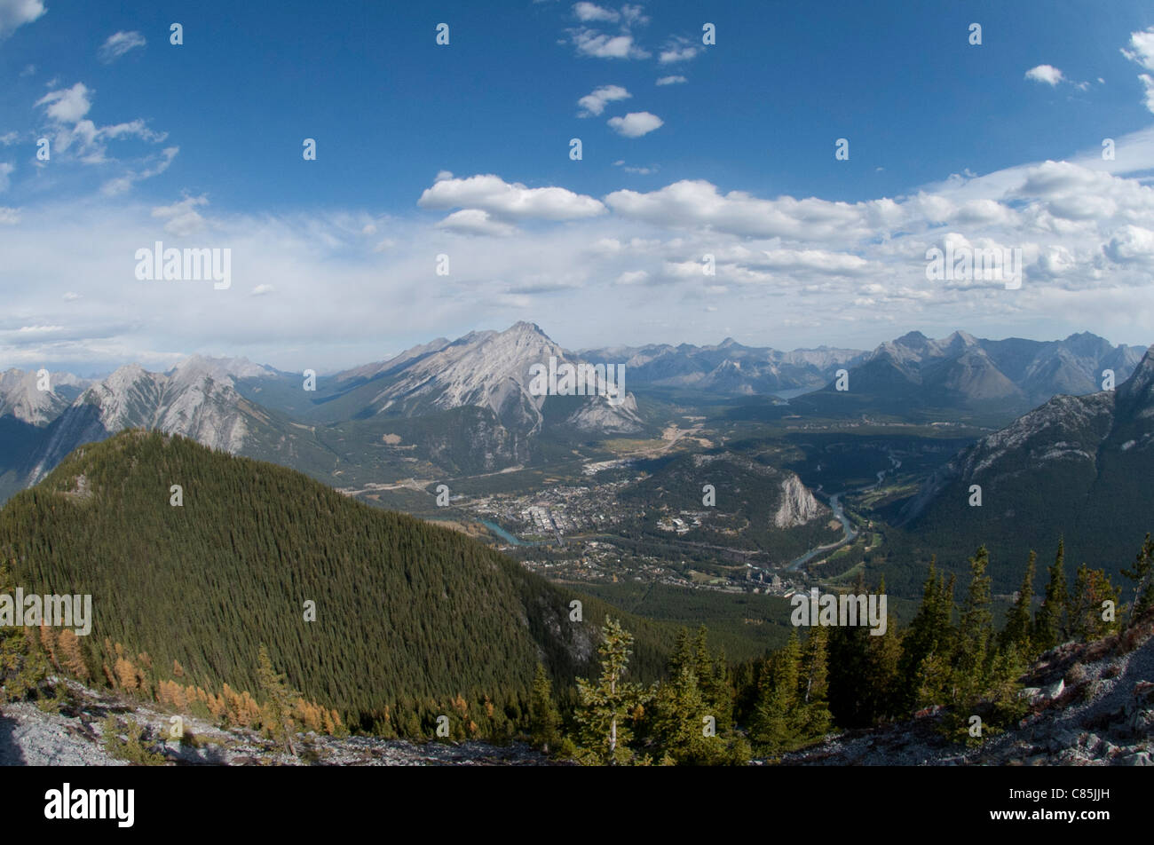 Wide Angle view of Banff, Alberta Stock Photo - Alamy
