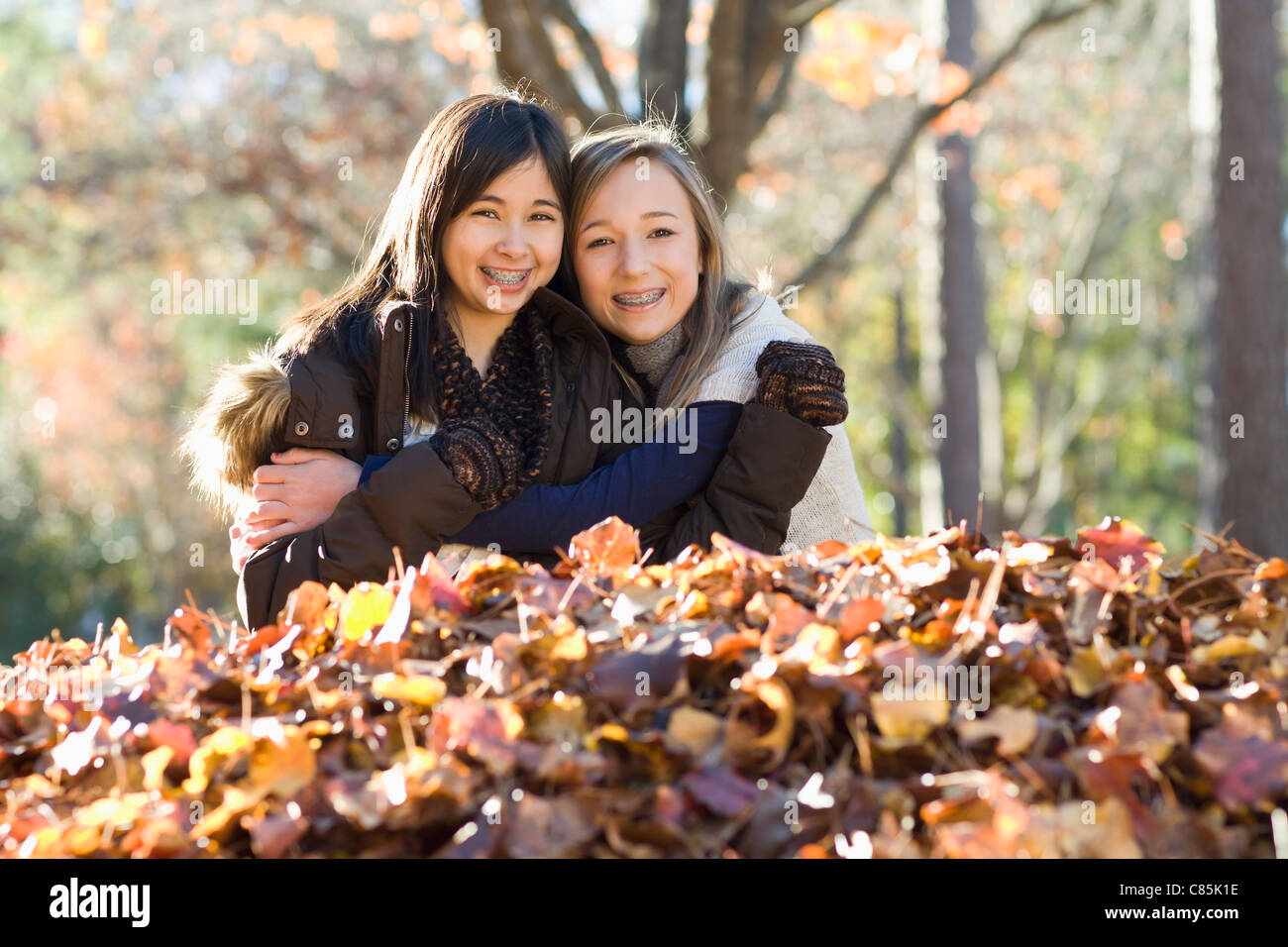 Portrait of Girls in Autumn Stock Photo - Alamy