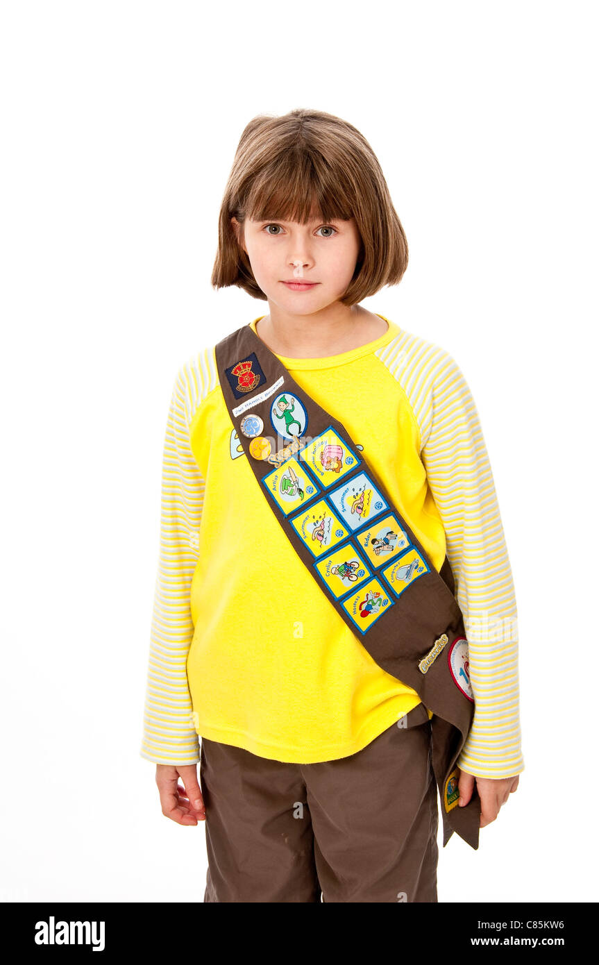 Young Girl in Her Brownie Uniform Stock Photo - Alamy