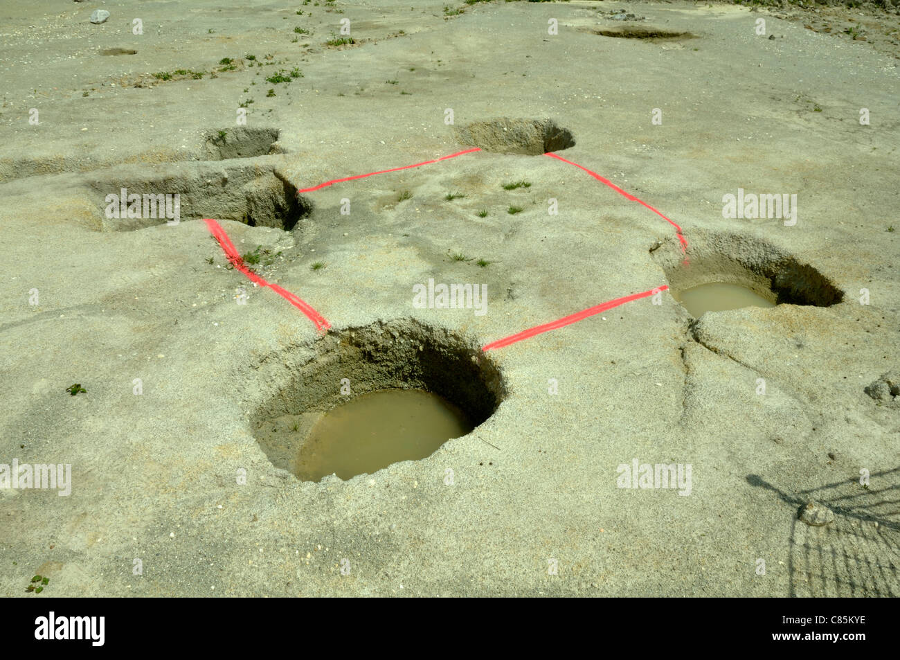 Archaeological research in Moulay : gallic homes, oppidum Stock Photo ...