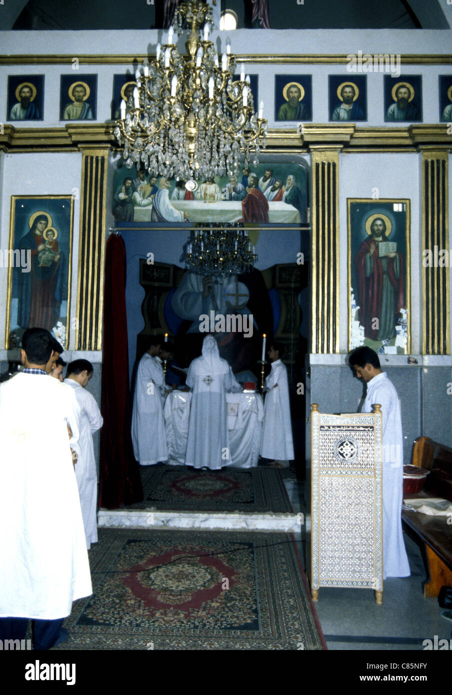 Coptic Christian mass in Deir al Muharraq, also known as the Burnt ...