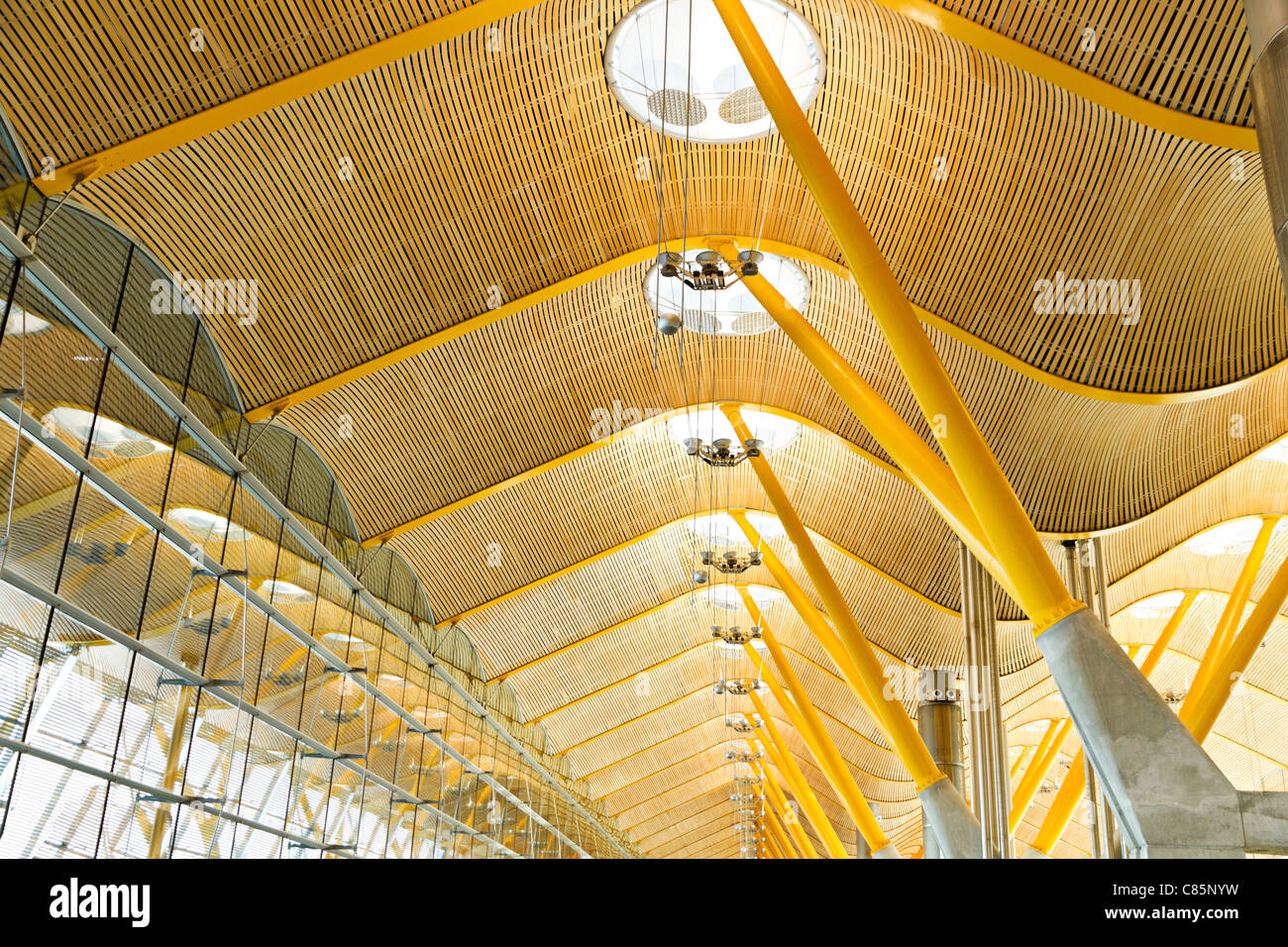 Modern, bright, light, industrial architecture with natural wooden ...