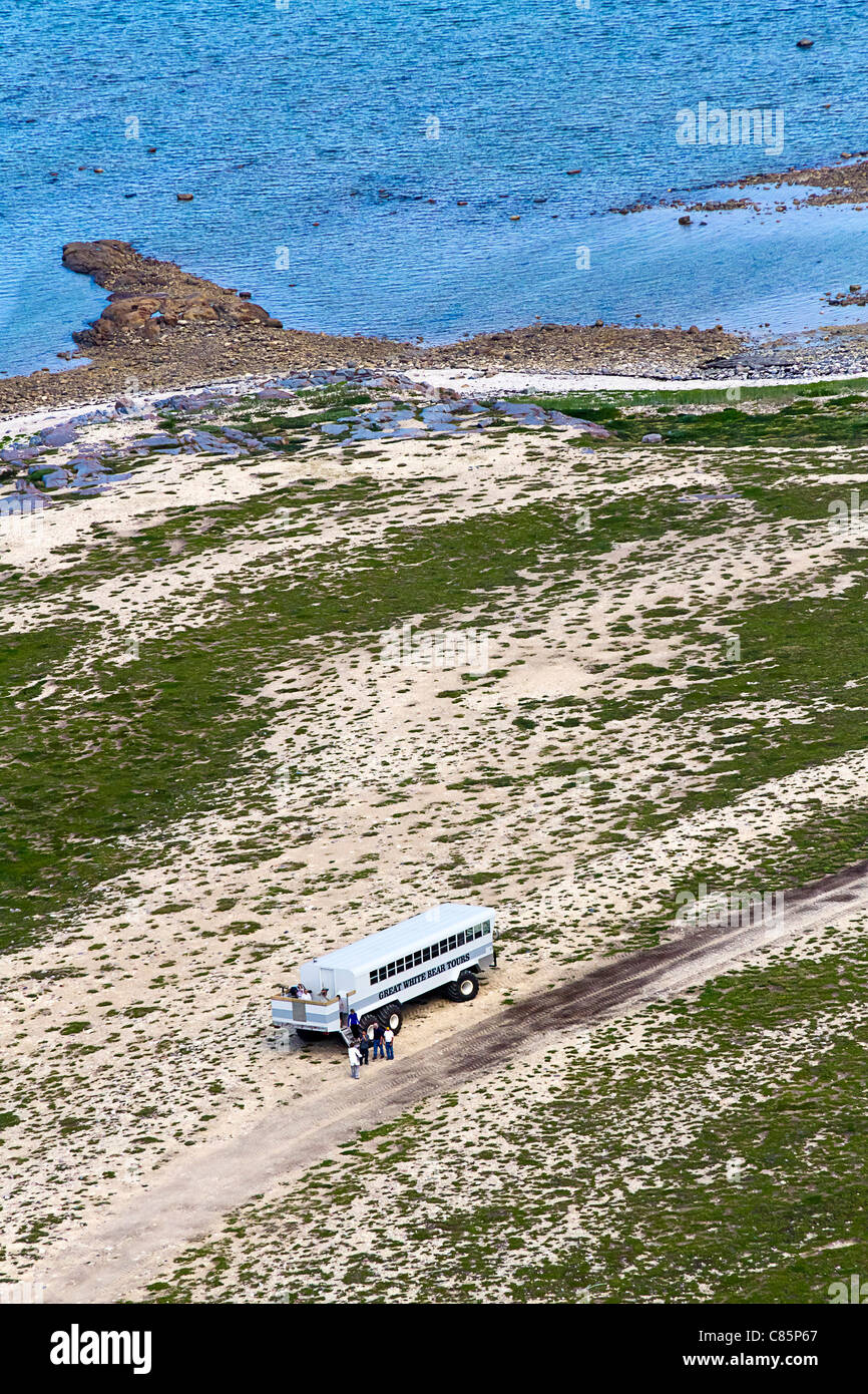 Aerial view of 'Arctic rover' sitting on the tundra so people can view ...