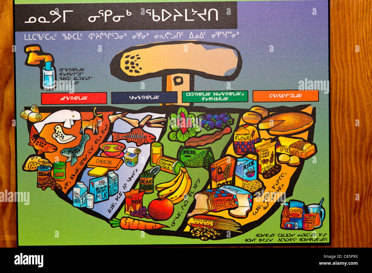 Chart in Inukitut language showing food groups adapted for people ...