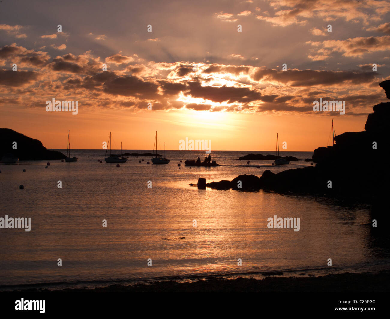 Trearddur Bay, Anglesey, Wales. Sunset over beach Stock Photo - Alamy