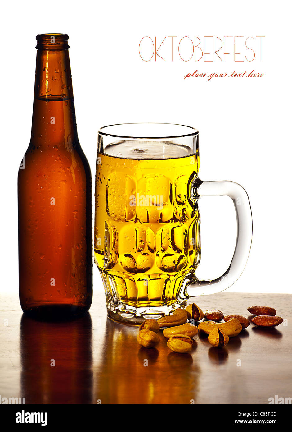 Glass of cold beer drink isolated over white background with text space ...
