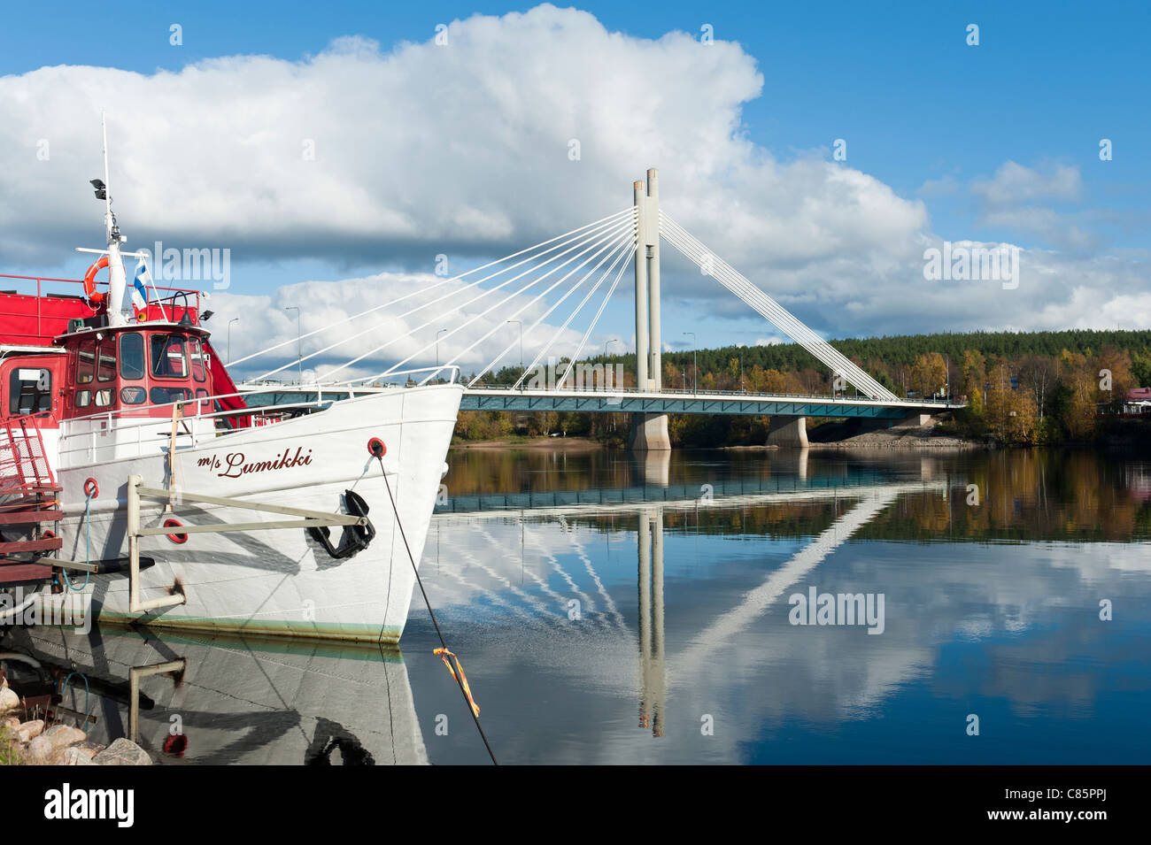 The jätkänkynttilä bridge spanning over the kemi river in rovaniemi hi ...