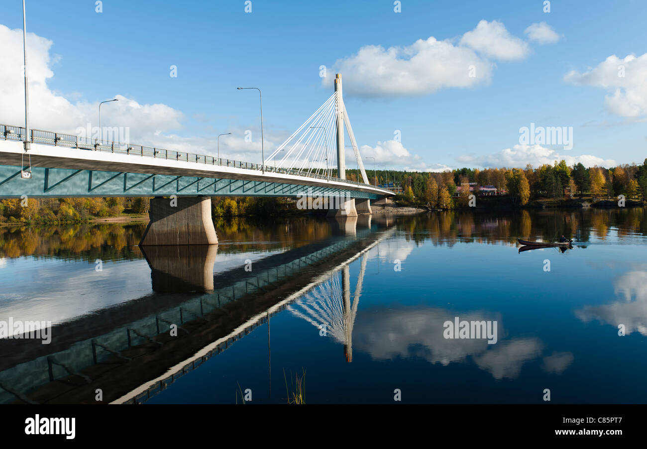 The jätkänkynttilä bridge spanning over the kemi river in rovaniemi hi ...