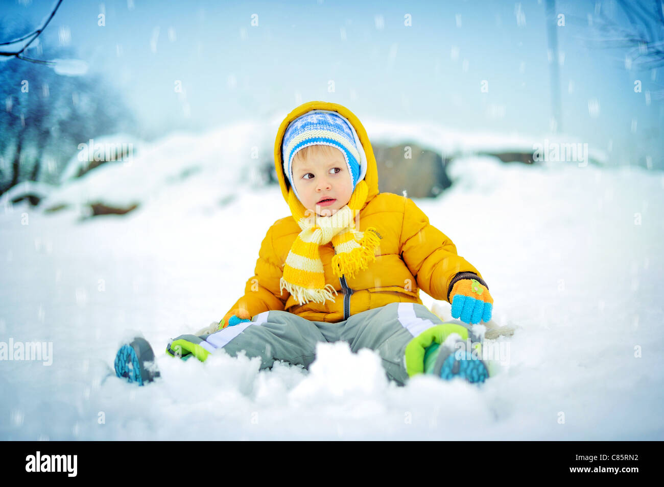 The child on winter walk Stock Photo - Alamy