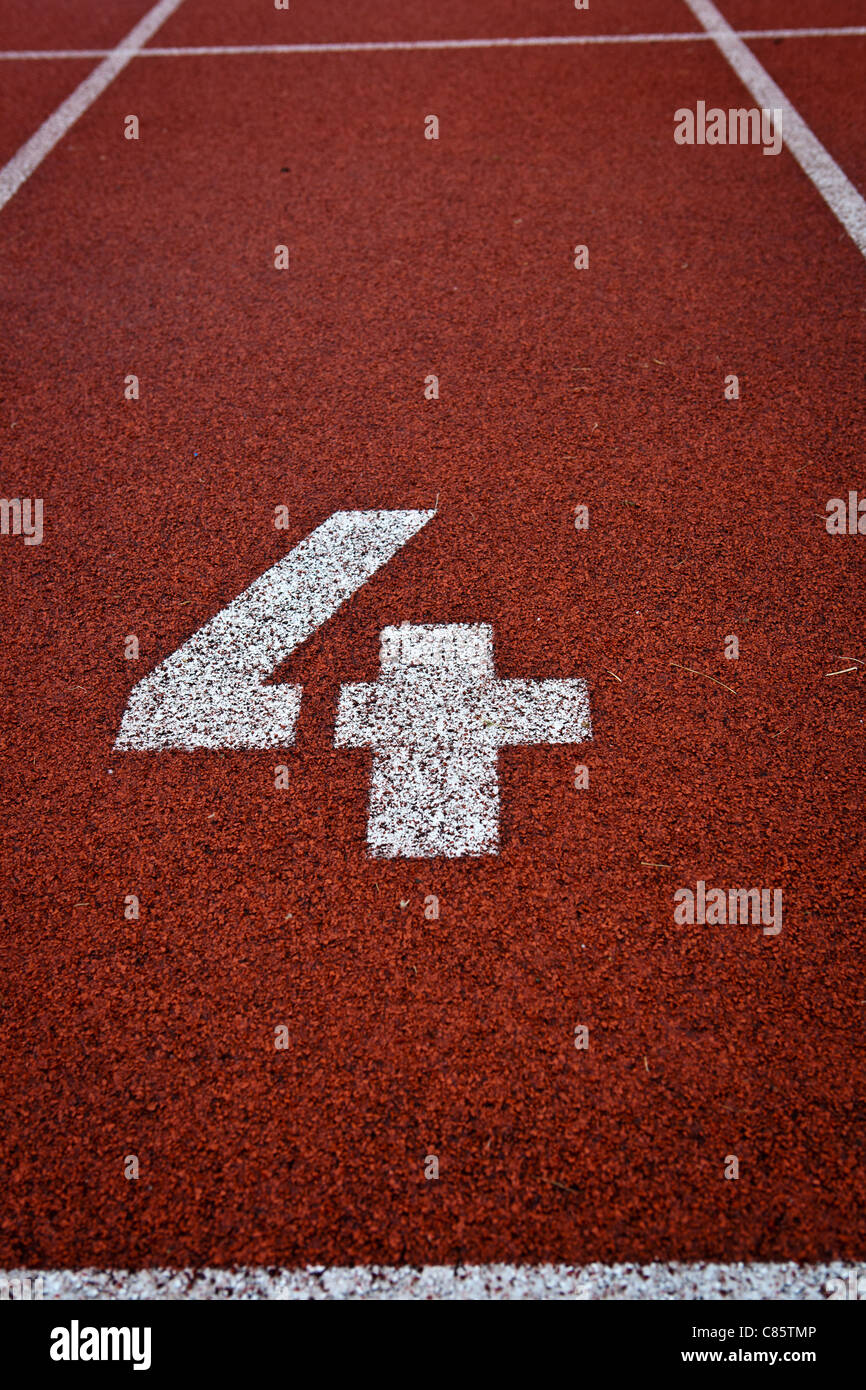 Sport grounds concept - Athletics Track Lane Numbers Stock Photo - Alamy