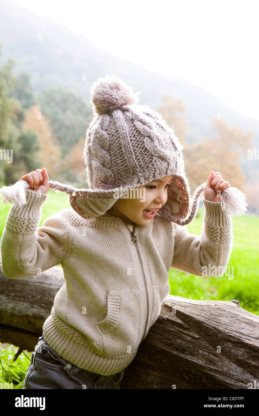 Little girl wearing a stocking cap Stock Photo - Alamy