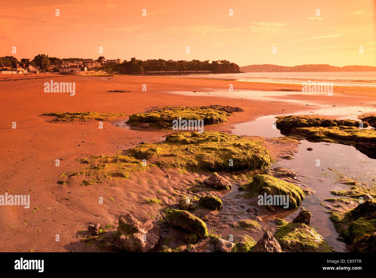 Goodrington Sands Beach at dawn, Devon, England, United Kingdom Stock ...