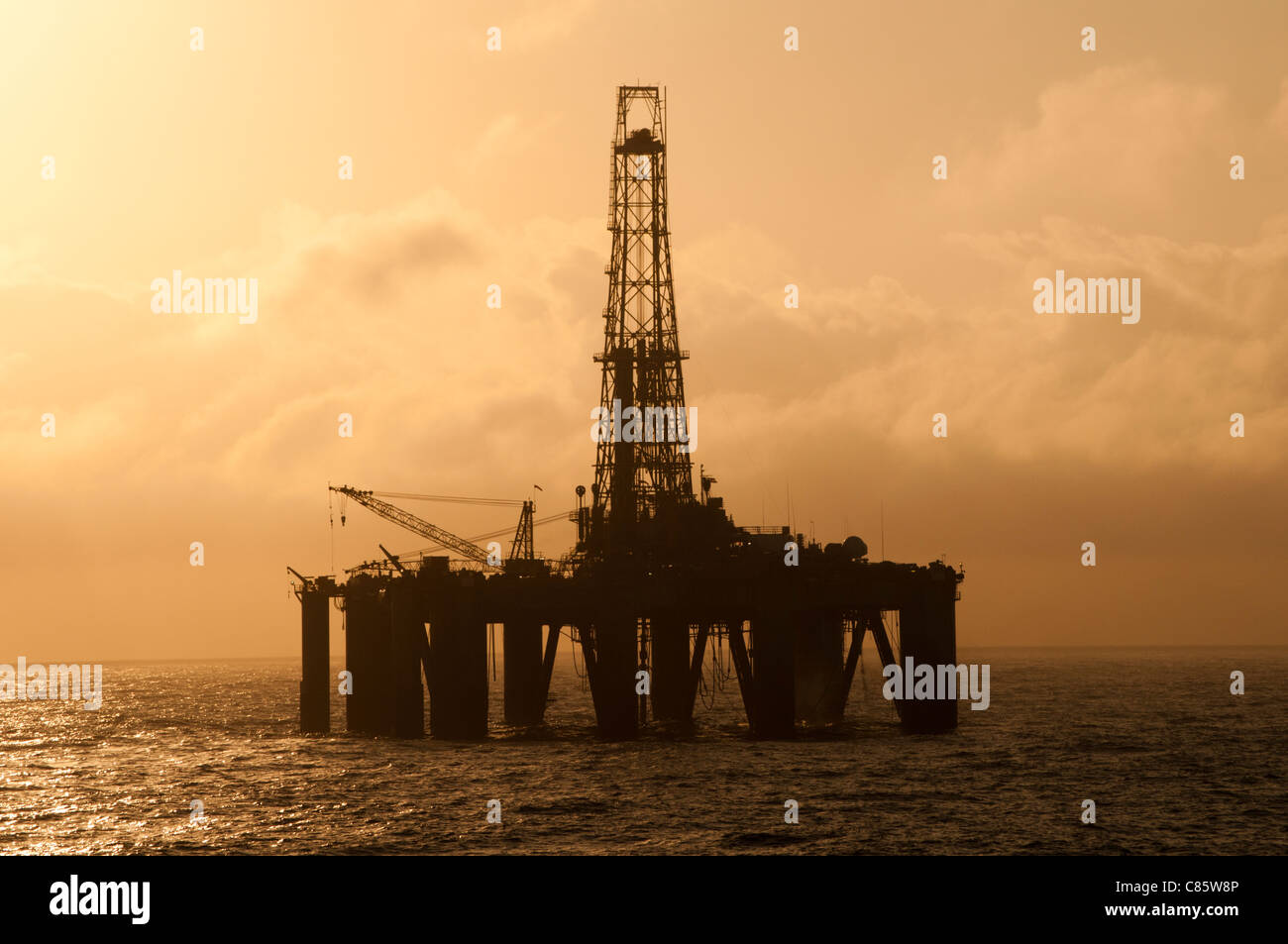 Drilling rig Offshore, sunset/sunrise hour. Campos basin, coast of ...