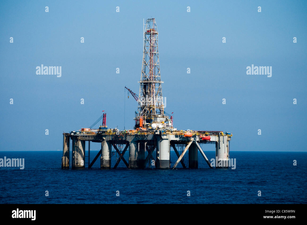 offshore oil drilling rig at Campos Basin, Rio de Janeiro state, Brazil ...