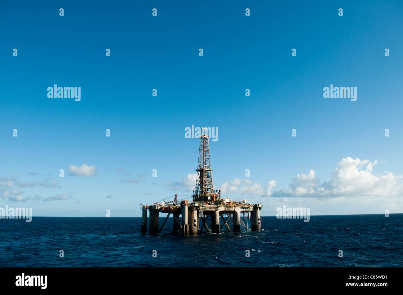 offshore oil drilling rig at Campos Basin, Rio de Janeiro state, Brazil ...