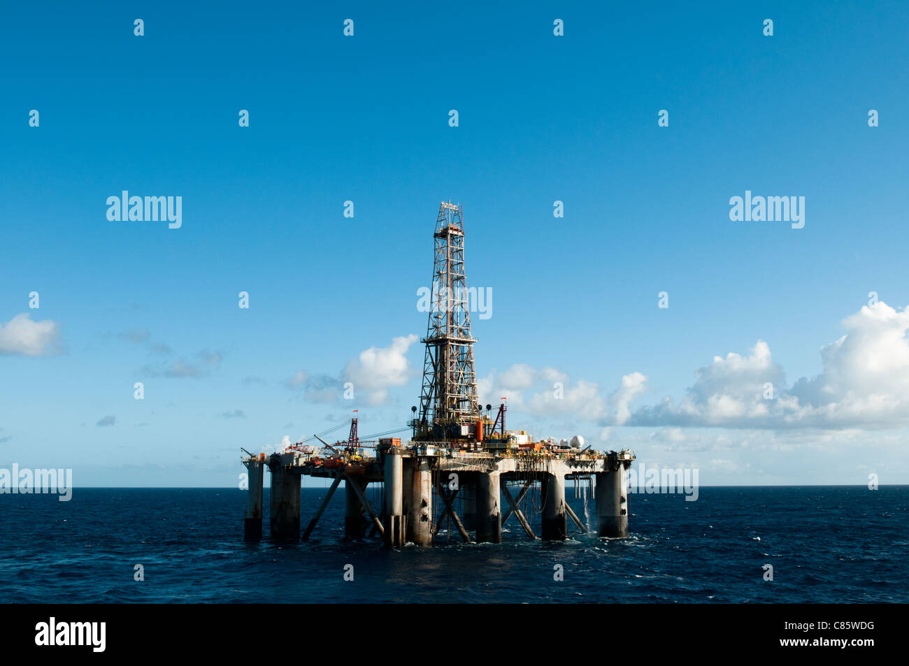 offshore oil drilling rig at Campos Basin, Rio de Janeiro state, Brazil ...