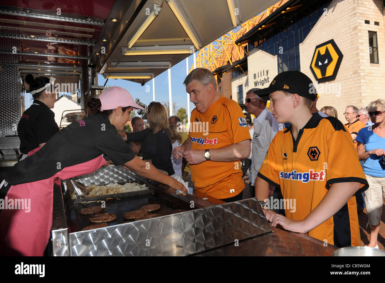 Football fans buying food at Molineux stadium home Wolverhampton ...