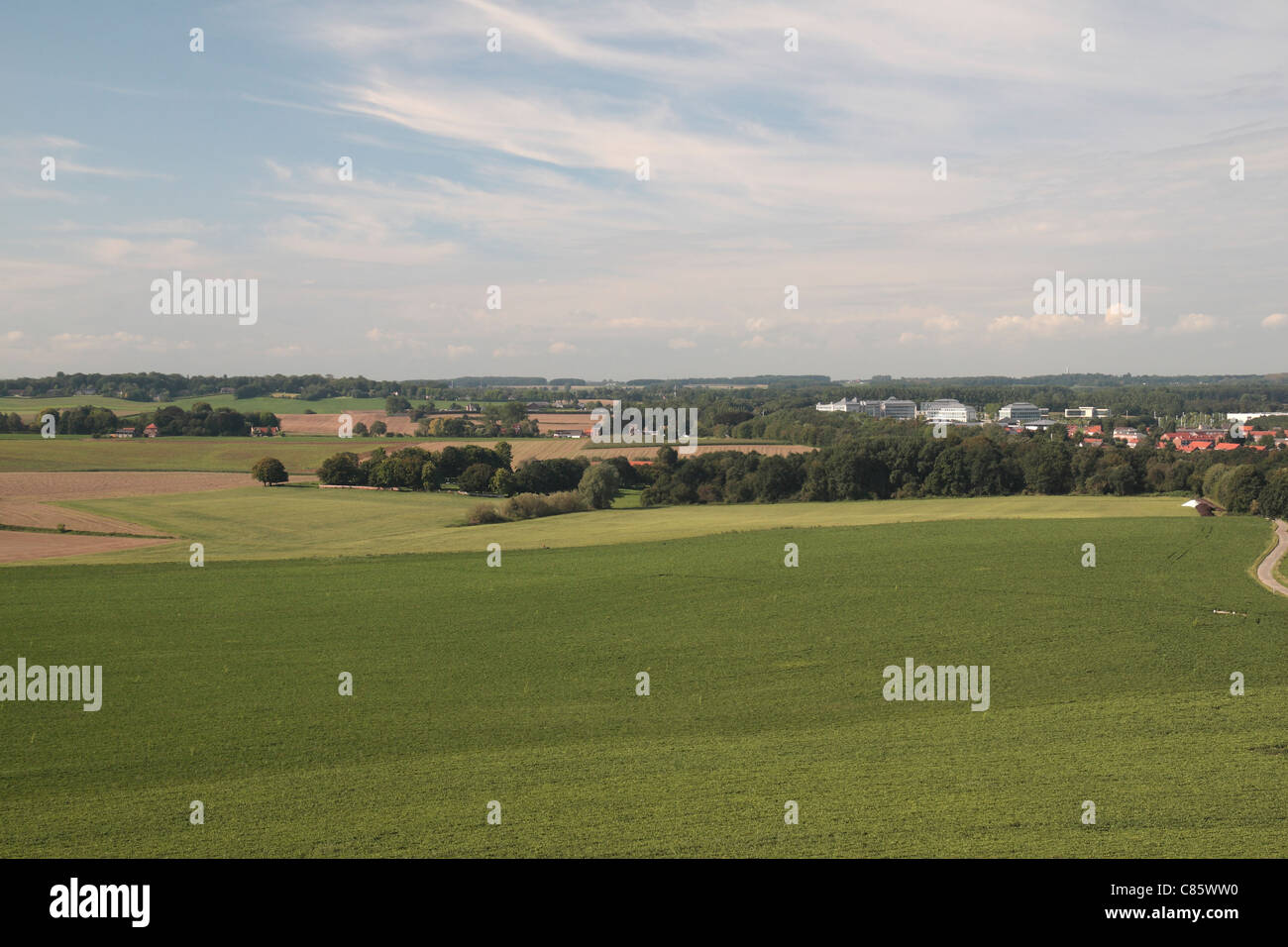 View approx SW towards the Hougoumont Farm from the top of the Butte du ...