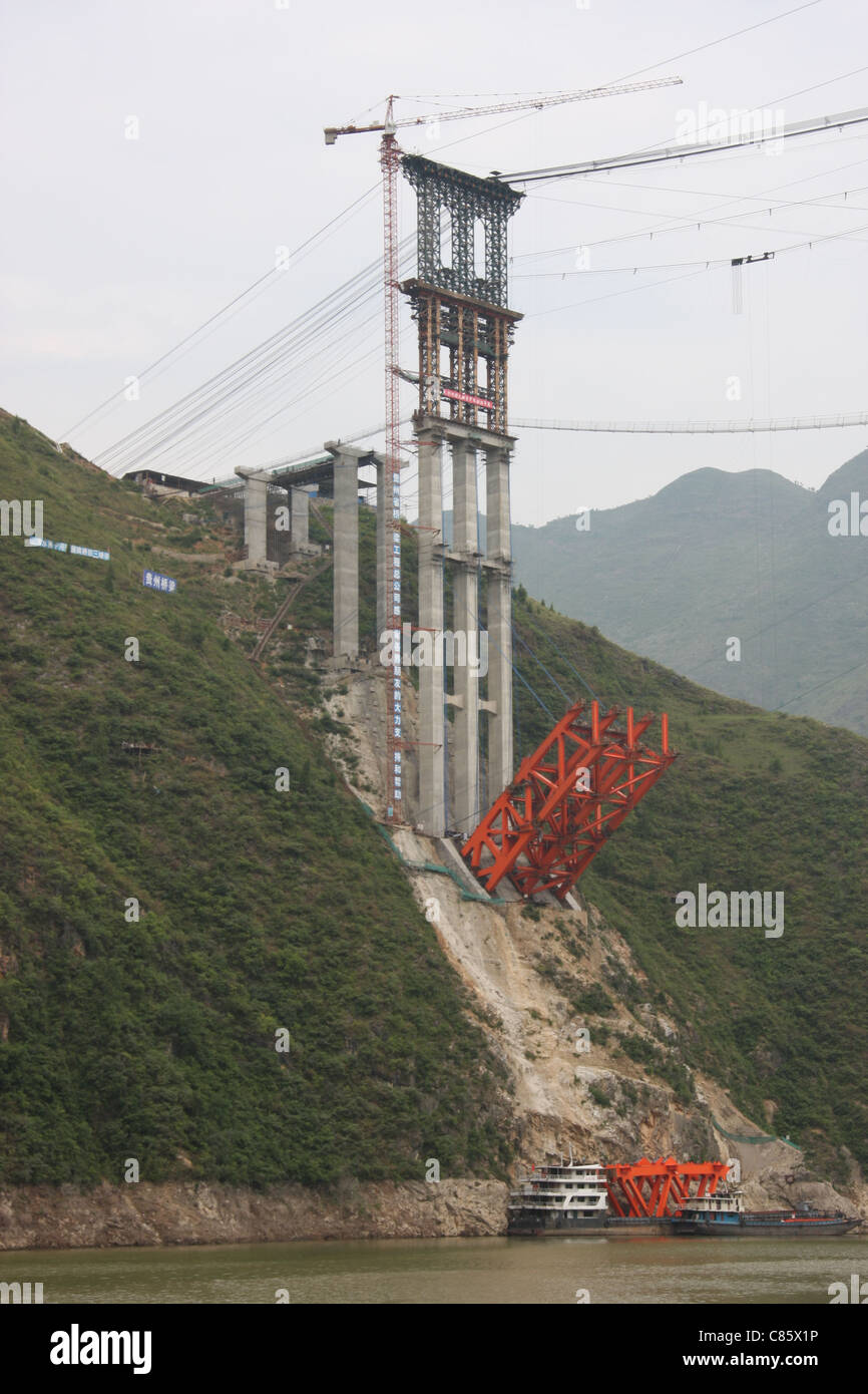 New arch bridge under construction, July 11, 2008, on Lesser Three ...