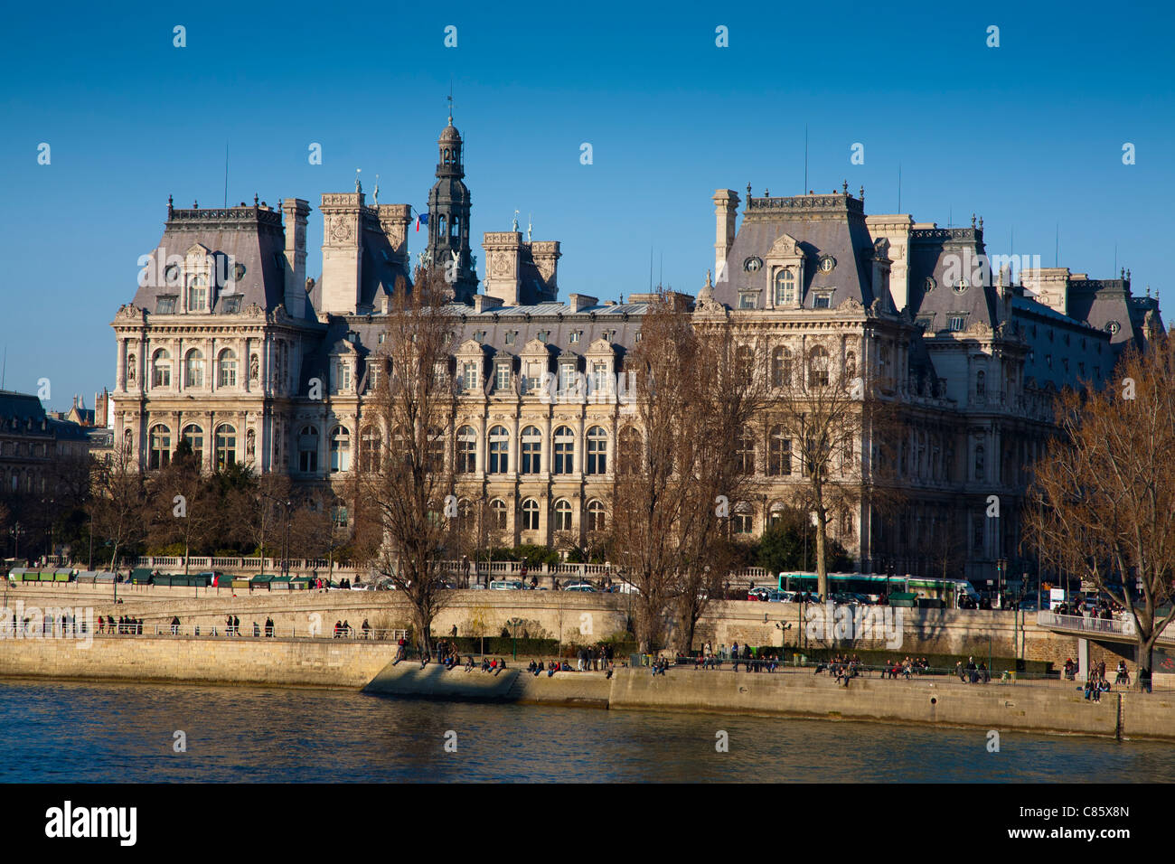 Siene river and City Hall. Paris, France, Europe Stock Photo - Alamy