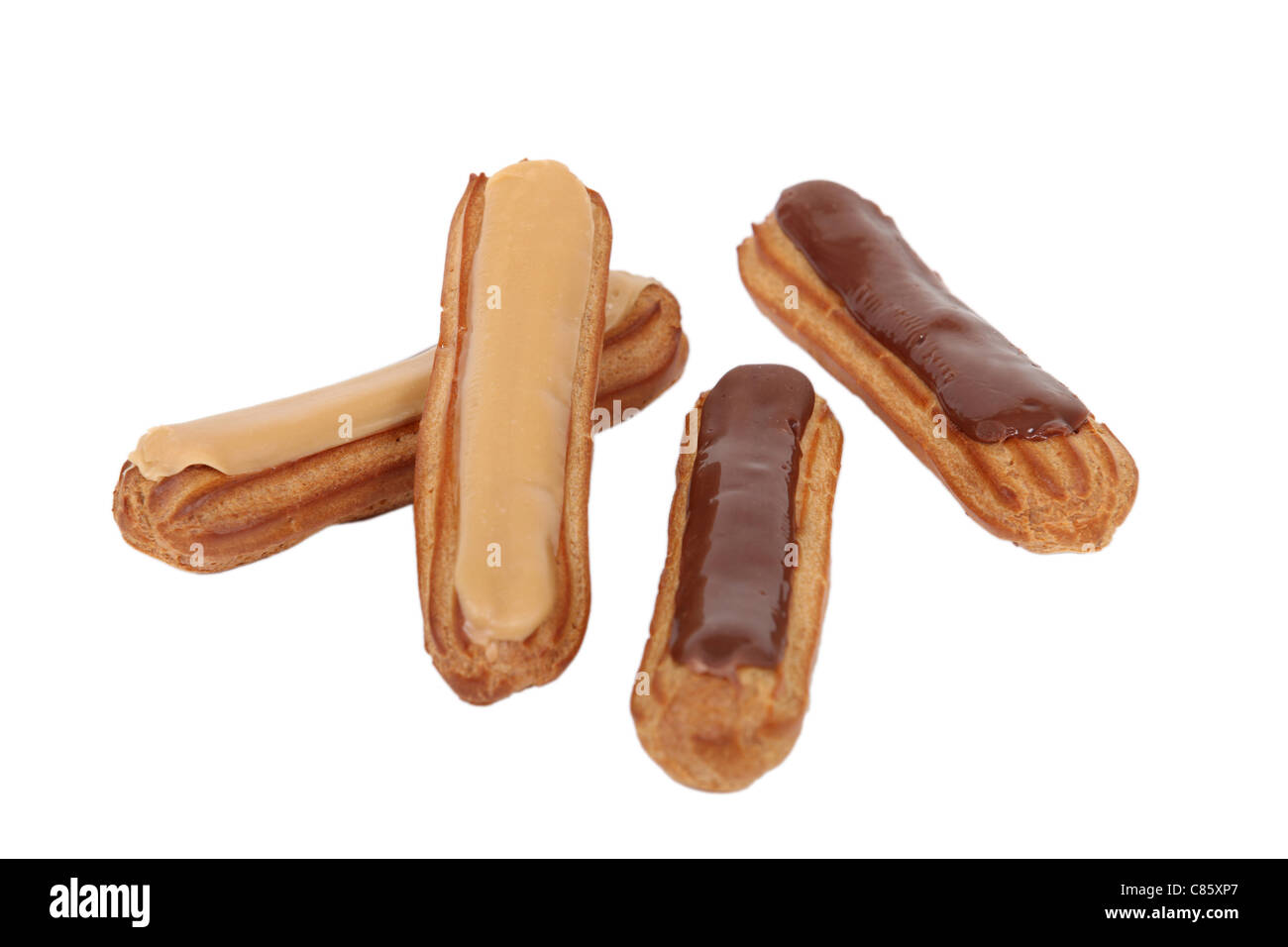 French Eclairs isolated on white background Stock Photo - Alamy