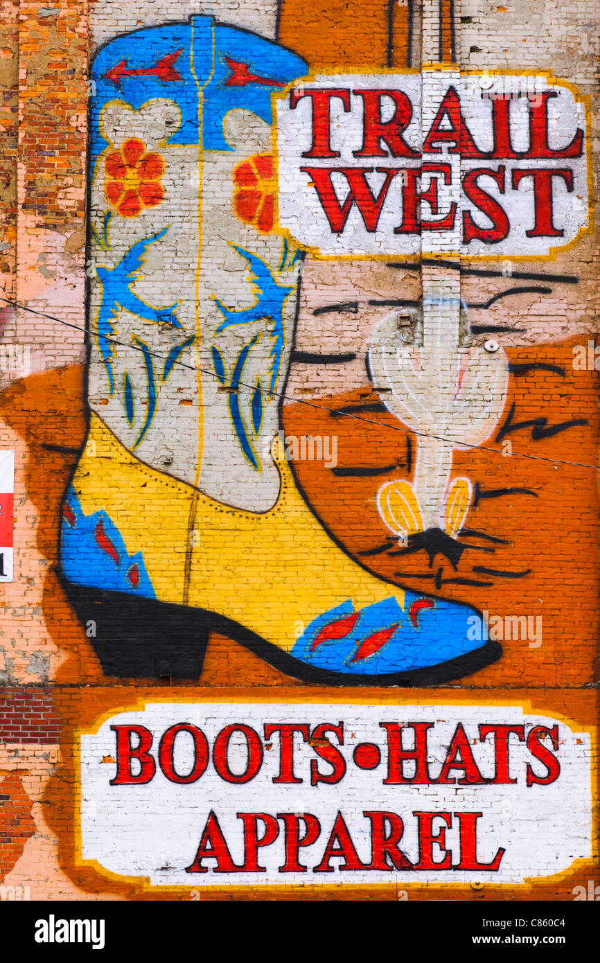Cowboy western store wall mural Nashville Stock Photo - Alamy
