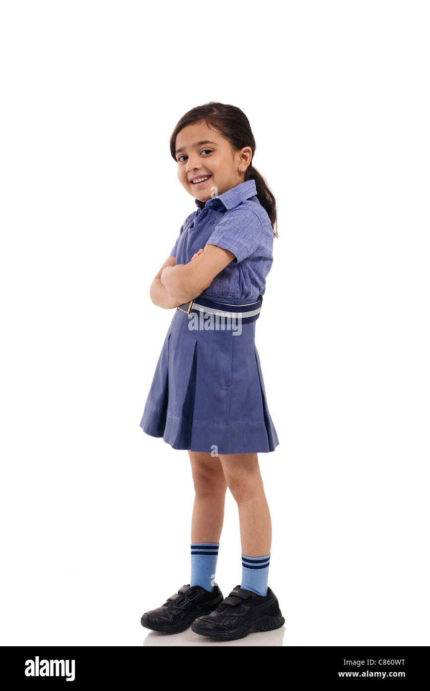 Portrait of a young school girl smiling Stock Photo - Alamy
