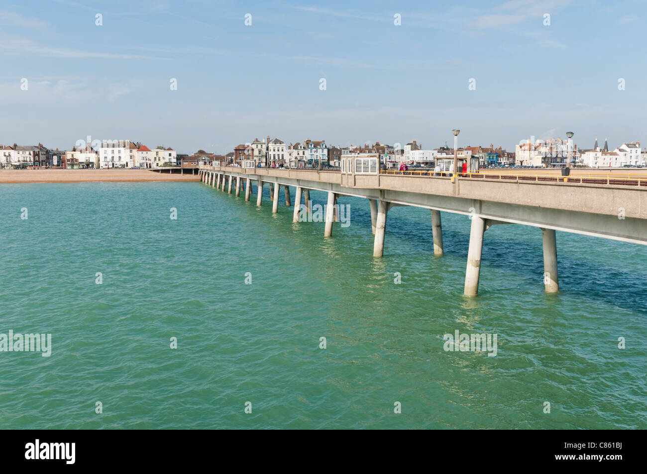 View of Deal, Kent from the end of the pier looking back towards the ...