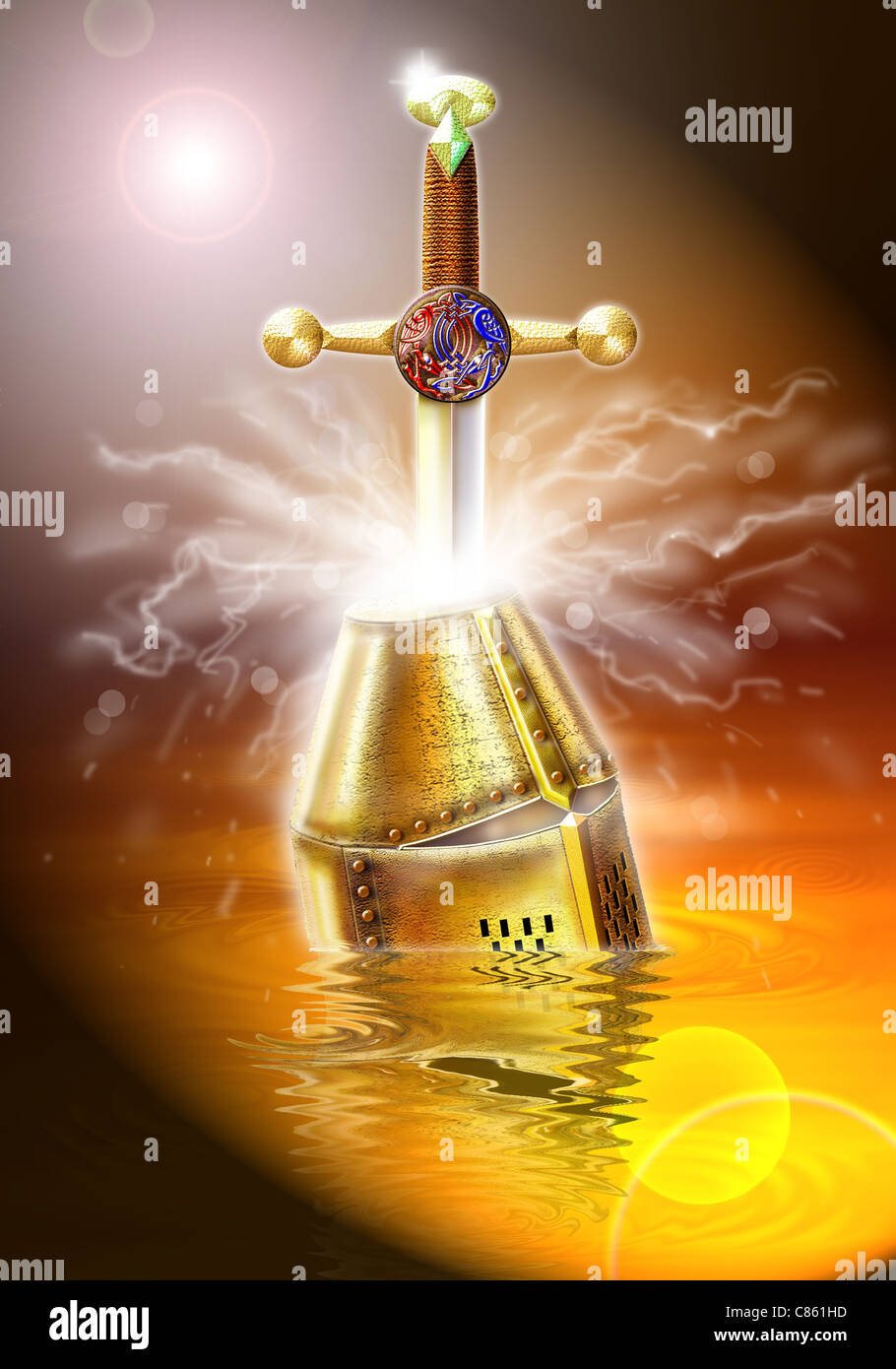 Illustration inspired by the legend of King Arthur. Number two of a ...