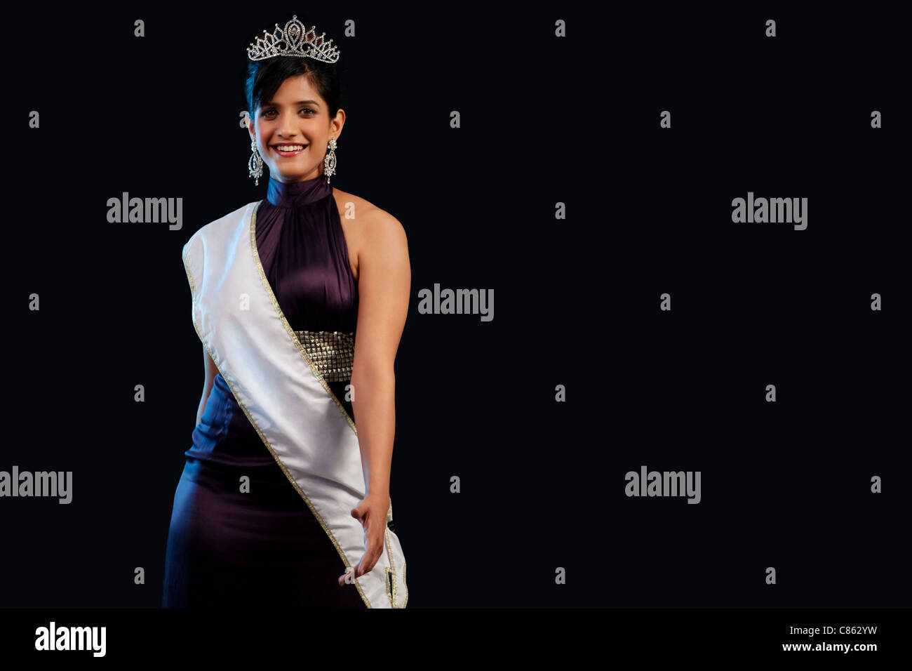 Portrait of a beauty pageant winner Stock Photo - Alamy