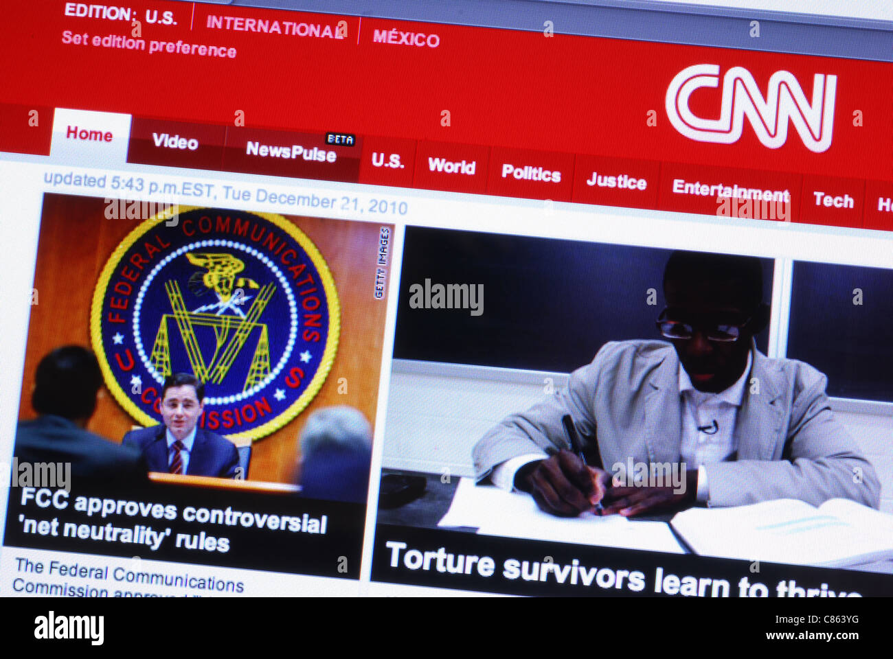 Stories about net neutrality and torture survivors on CNN home page ...