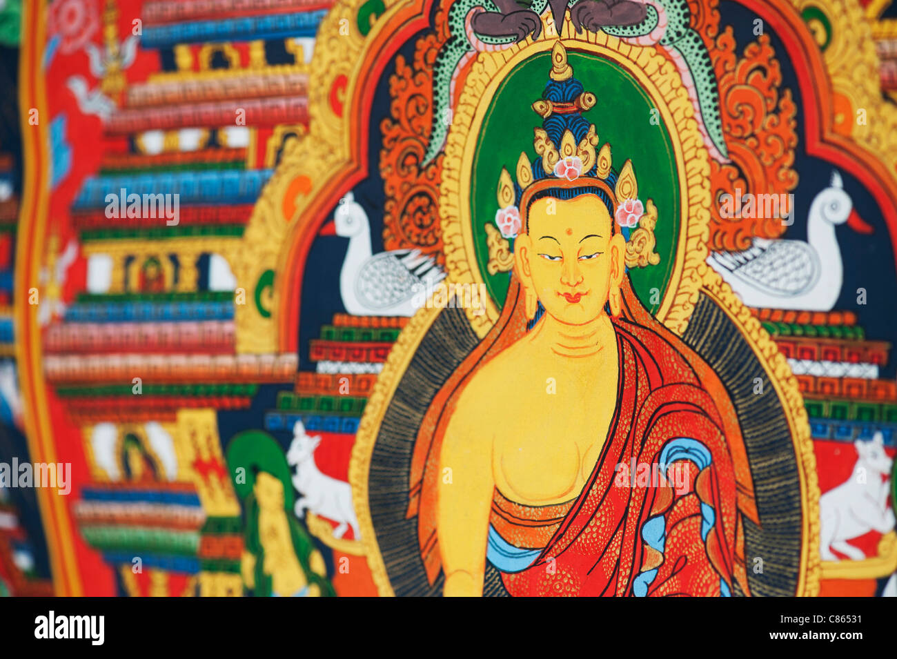 Colourful Tibetan Buddhist Thangka / Tanka painting Stock Photo - Alamy