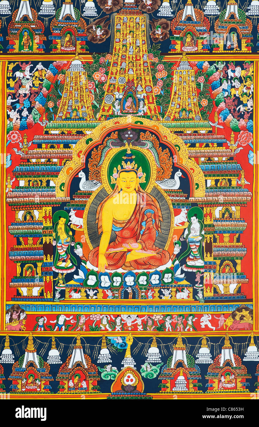 Colourful Tibetan Buddhist Thangka / Tanka painting Stock Photo - Alamy