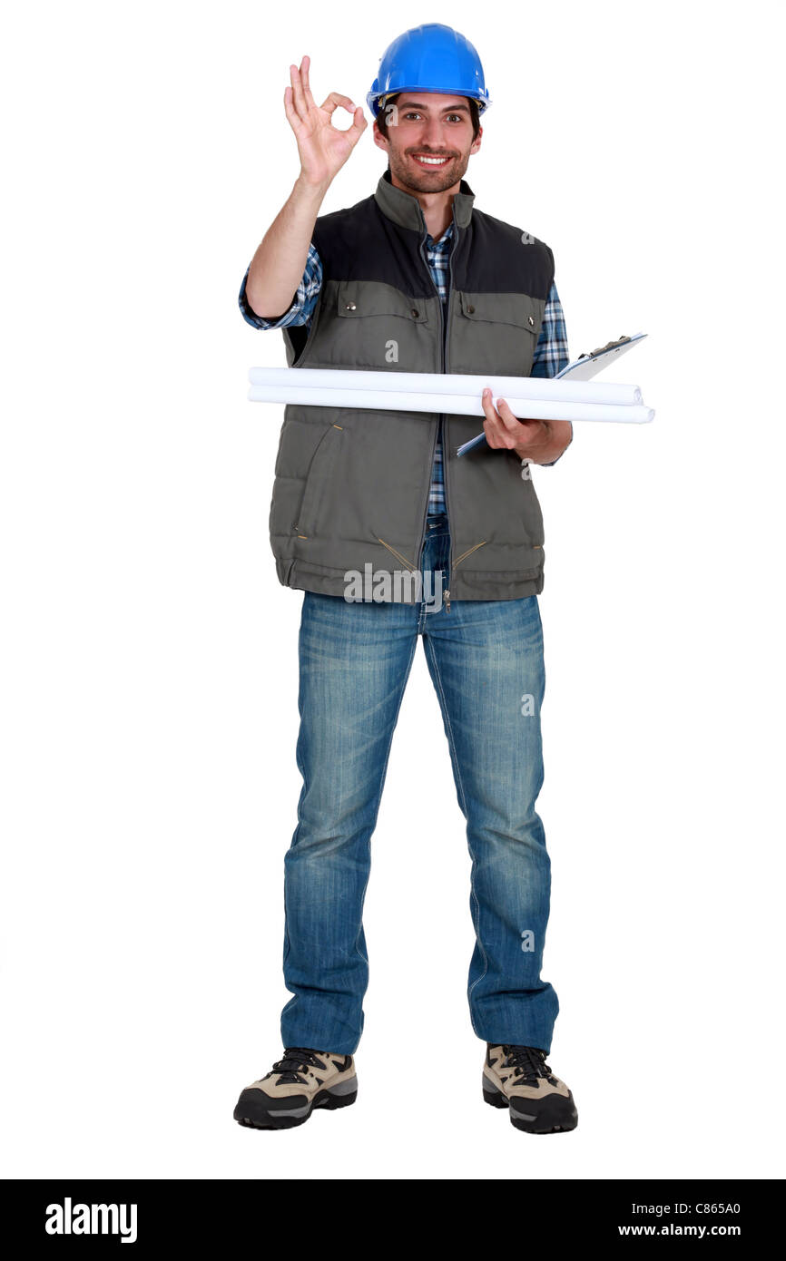 A foreman making an ok sign Stock Photo - Alamy
